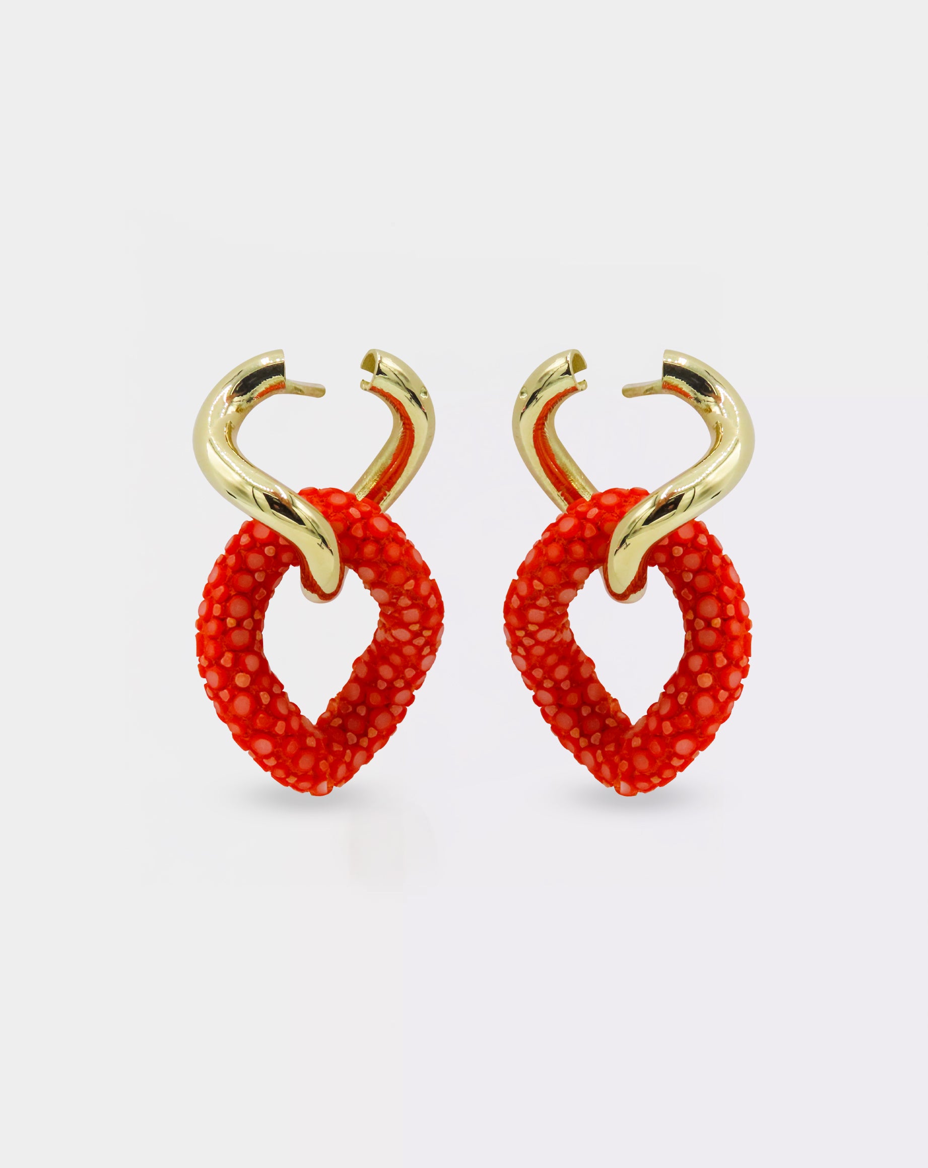 18K Gold Chainlink earrings - Galuchat - CHILLI RED